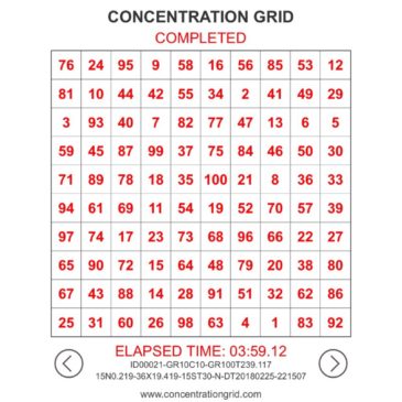 CONCENTRATION GRID - mental focus grids ... www.concentrationgrid.com ...