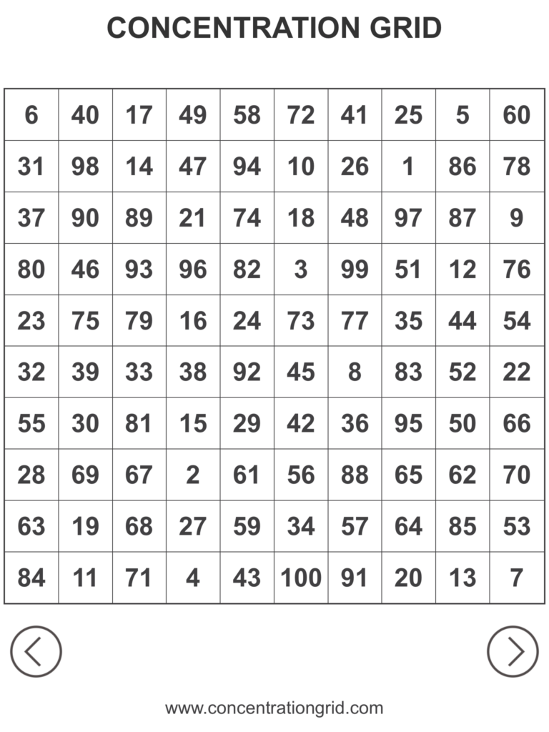 FREE SAMPLE 10×10 CONCENTRATION GRIDS (PRINTABLE/PDF FILE) – FOR ...