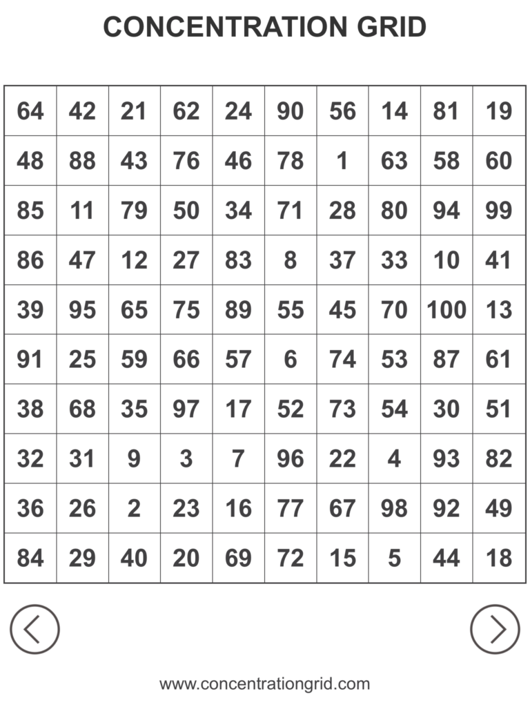 FREE SAMPLE 10×10 CONCENTRATION GRIDS (PRINTABLE/PDF FILE) – FOR ...