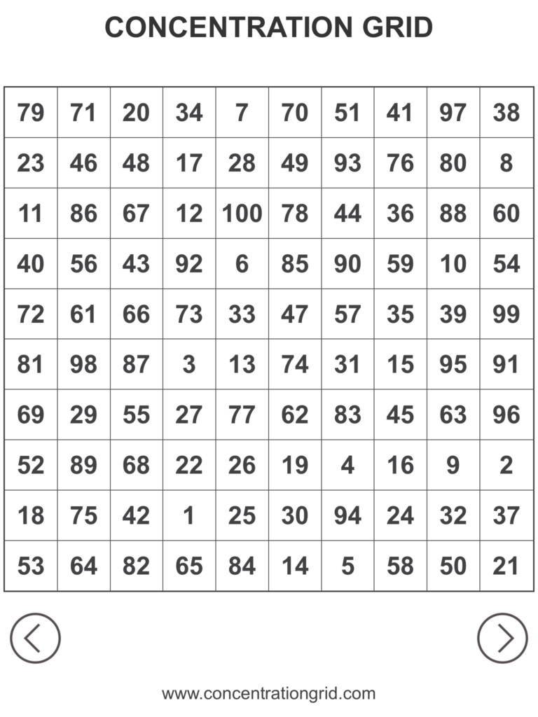 FREE SAMPLE 10×10 CONCENTRATION GRIDS (PRINTABLE/PDF FILE) – FOR ...