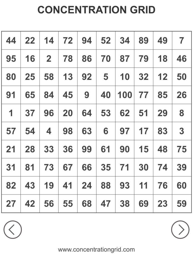 FREE SAMPLE 10×10 CONCENTRATION GRIDS (PRINTABLE/PDF FILE) – FOR ...