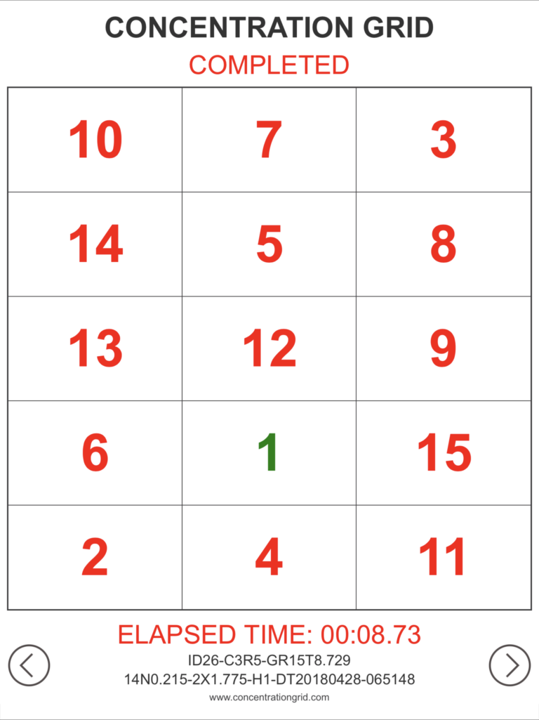 CONCENTRATION GRID - mental focus grids ... www.concentrationgrid.com ...