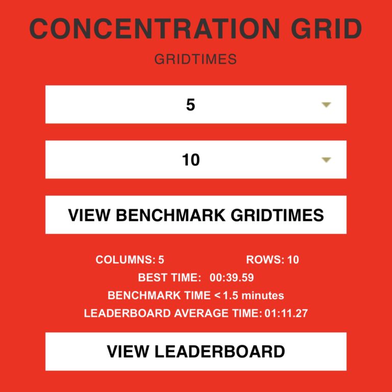 CONCENTRATION GRID - mental focus grids