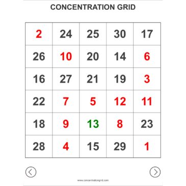 CONCENTRATION GRID - mental focus grids ... www.concentrationgrid.com ...