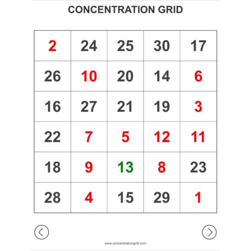 CONCENTRATION GRID - mental focus grids ... www.concentrationgrid.com ...