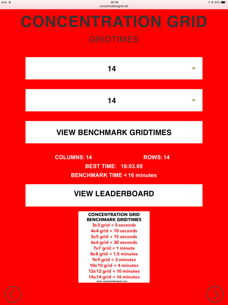 CONCENTRATION GRID - mental focus grids ... www.concentrationgrid.com ...