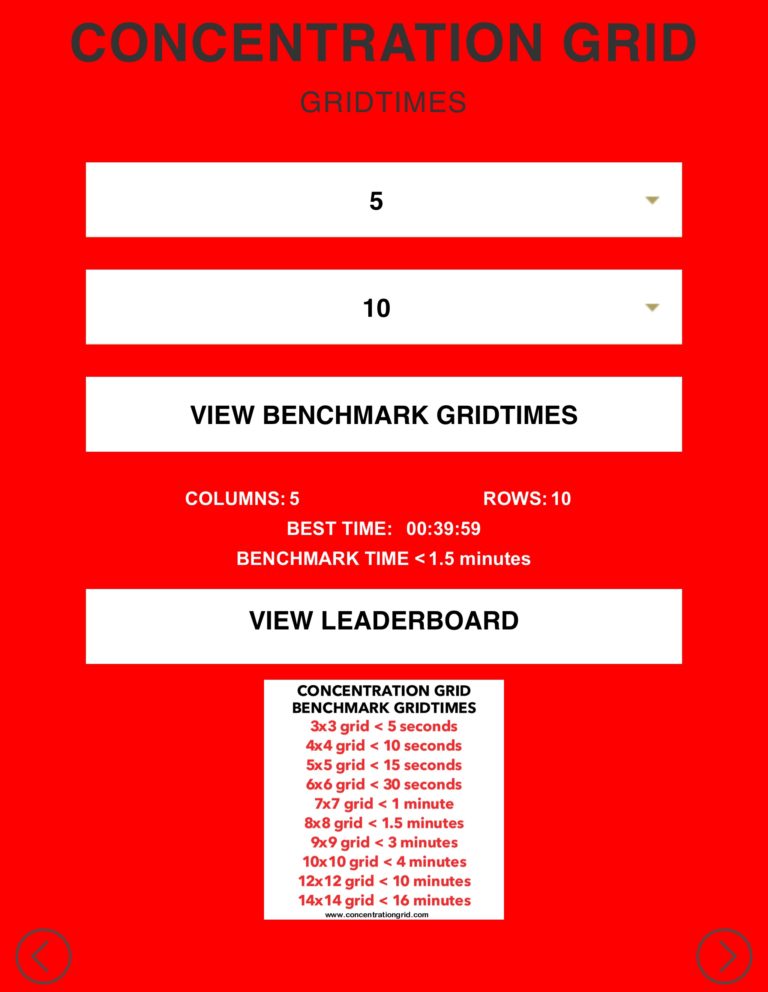 CONCENTRATION GRID - mental focus grids ... www.concentrationgrid.com ...