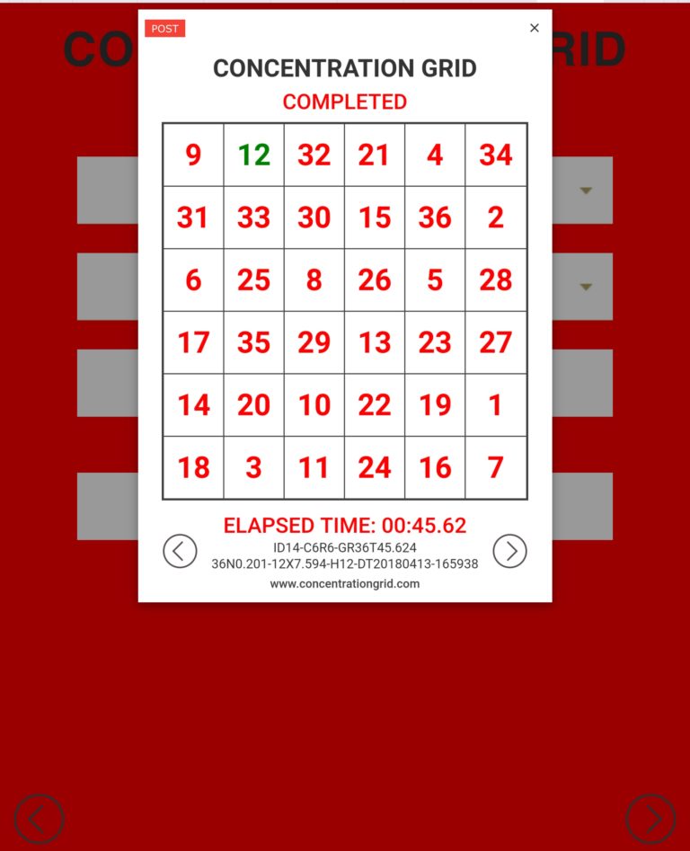 CONCENTRATION GRID - mental focus grids ... www.concentrationgrid.com ...