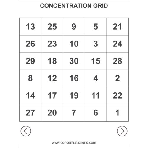 CONCENTRATION GRID - mental focus grids ... www.concentrationgrid.com ...