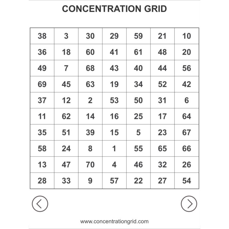 CONCENTRATION GRID - mental focus grids ... www.concentrationgrid.com ...