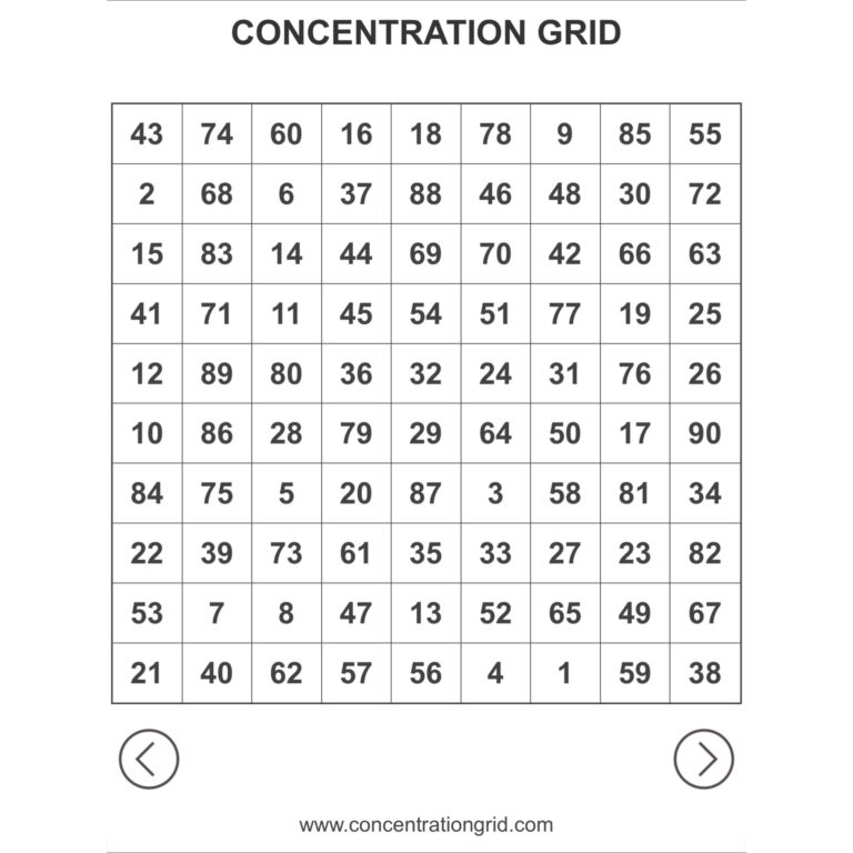 CONCENTRATION GRID - mental focus grids ... www.concentrationgrid.com ...