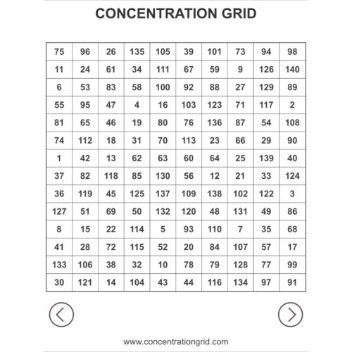 CONCENTRATION GRID - mental focus grids ... www.concentrationgrid.com ...