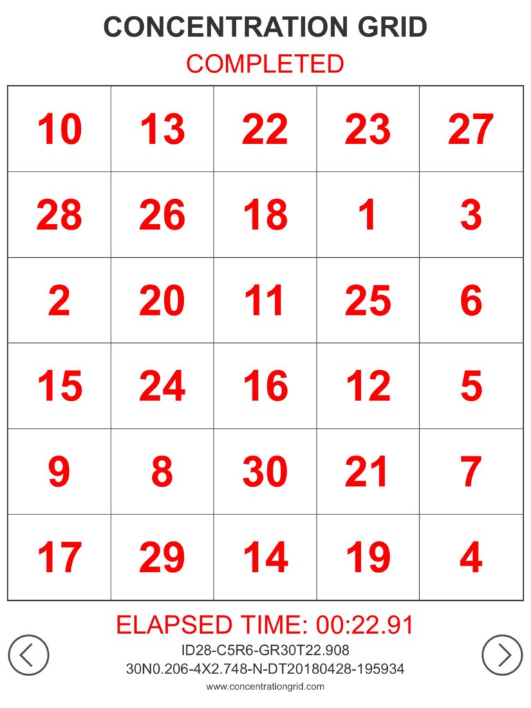 CONCENTRATION GRID - mental focus grids ... www.concentrationgrid.com ...