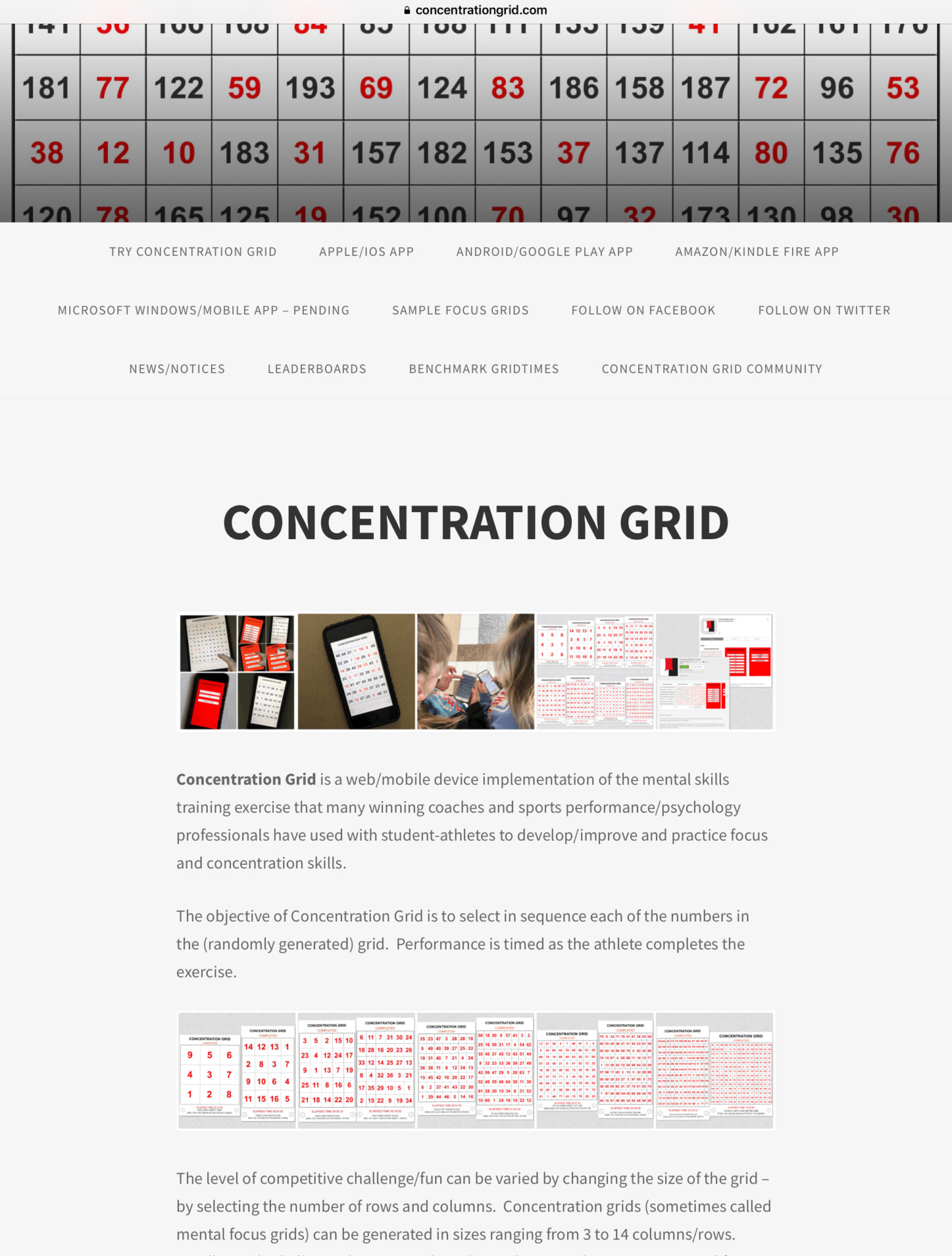 CONCENTRATION GRID - mental focus grids ... www.concentrationgrid.com ...