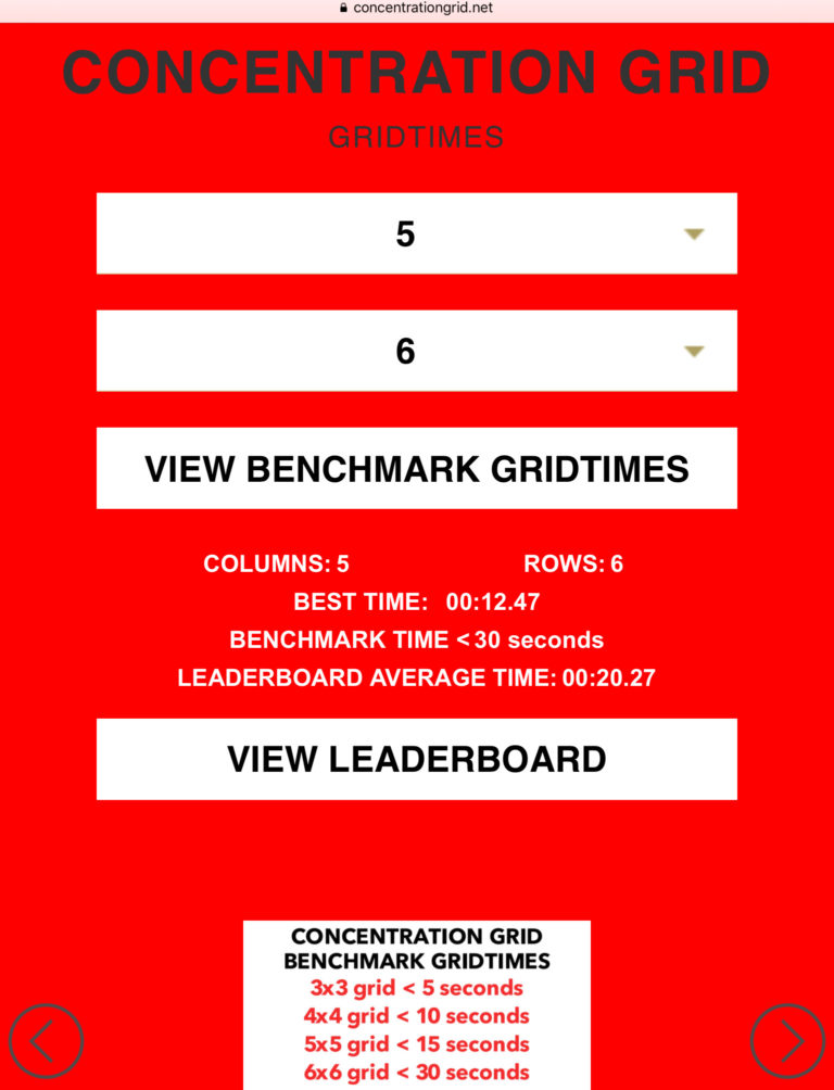 CONCENTRATION GRID - mental focus grids - CONCENTRATION GRID ...